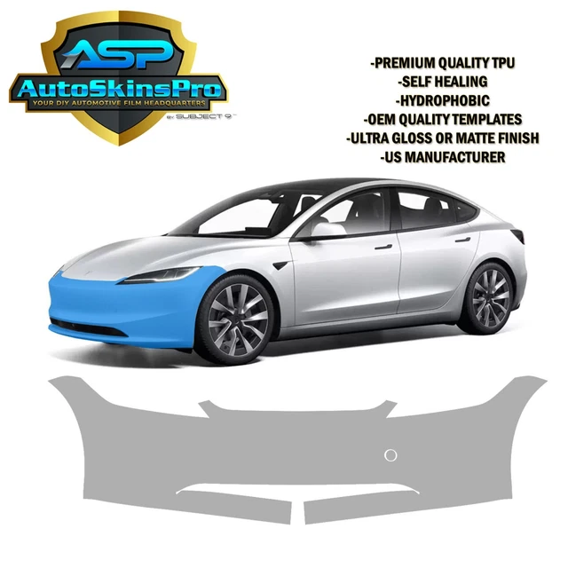 2024 TESLA MODEL 3 Pre-Cut Front Bumper Paint Protection Film Premium ...