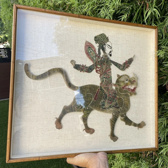 ANTIQUE RARE WAYANG Indonesian Leather Cut Shadow Puppet Male Rider ...