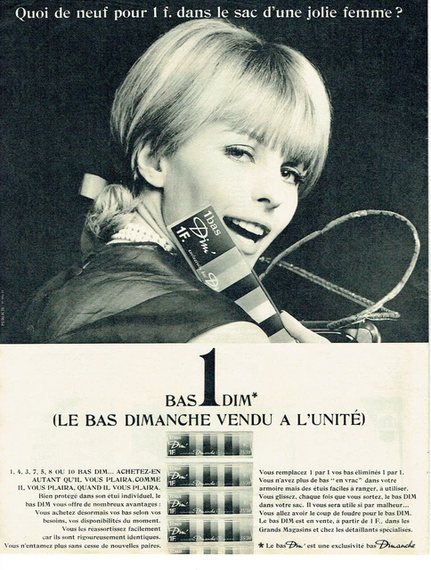 PUBLICITE ADVERTISING 115 1964 DIM bas & collants DIMANCHE EUR 3,00 ...