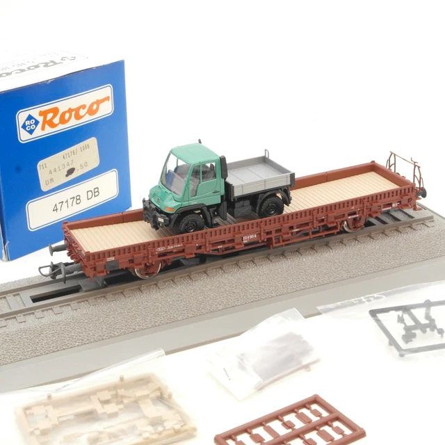 ROCO H0 47178 Rungenwagen mit Unimog der DB in OVP RF7120 EUR 22,79 ...