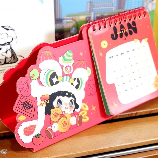 STANDIING DESKTOP CALENDAR 2025 Calendar Cartoon Dolls Calendar Pocket ...