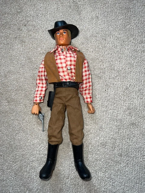 VINTAGE 1977 ACTION Man Wild West Cowboy Scout Blue Pants Eagle Eyes ...
