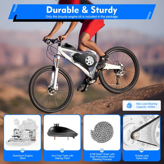 100CC 4-STROKE BIKE Engine Kit Gas Motorized Motor Bicycle Modified ...