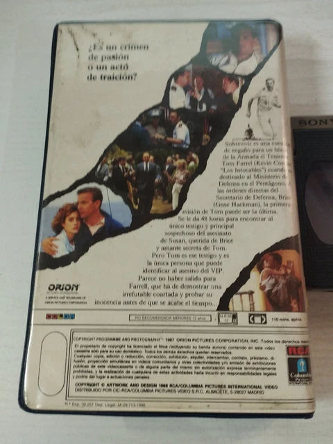 NO WAY OUT Kevin Costner Gene Hackman 1988 - VHS Original Spanish Tape ...