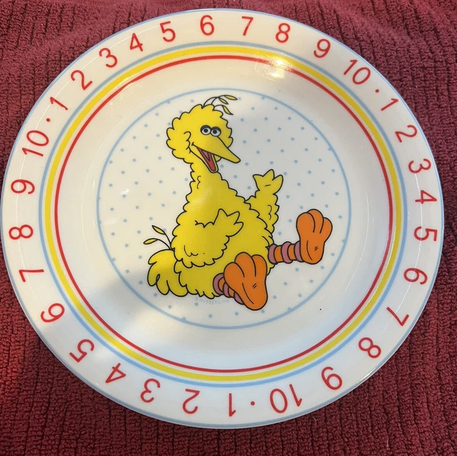 SESAME STREET BIG Bird Porcelain 8.5" Plate Counting Numbers Japan JMP ...