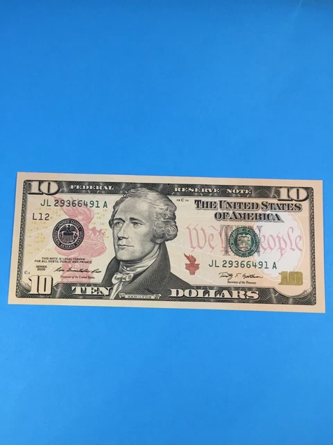 UNITED STATES OF America 10 Ten Dollar Bill 2009 Series Gold letters ...