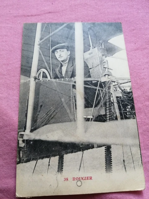 RARE MAGNIFIQUE CARTE animée d'aviation 1909 Mr ROUGIER, le Pilote EUR ...
