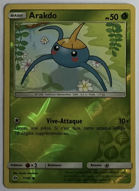 CARTE POKÉMON ARAKDO Soleil et Lune 7/149 Reverse Excellent état ...