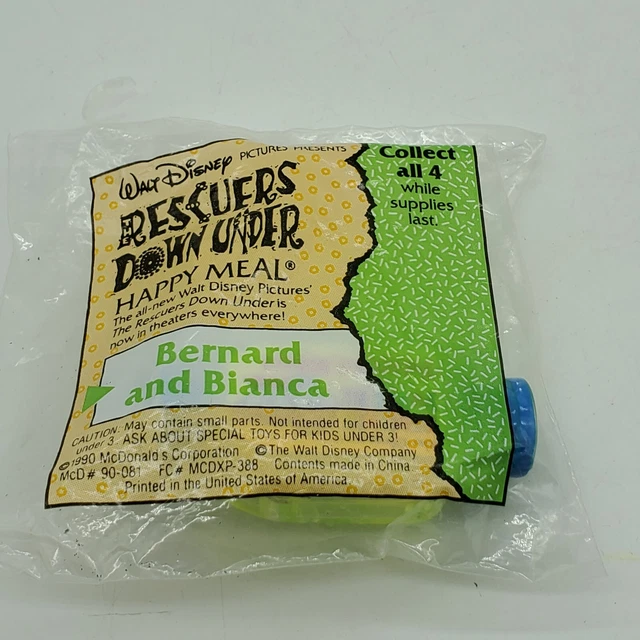 MCDONALD'S HAPPY MEAL Toy 1990 Rescuers Down Under Bernard & Bianca NIB ...