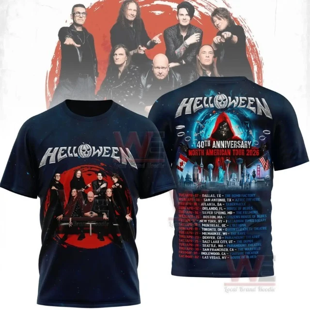 HELLOWEEN 40TH ANNIVERSARY North American Tour 2026 All Over Print 3D T ...