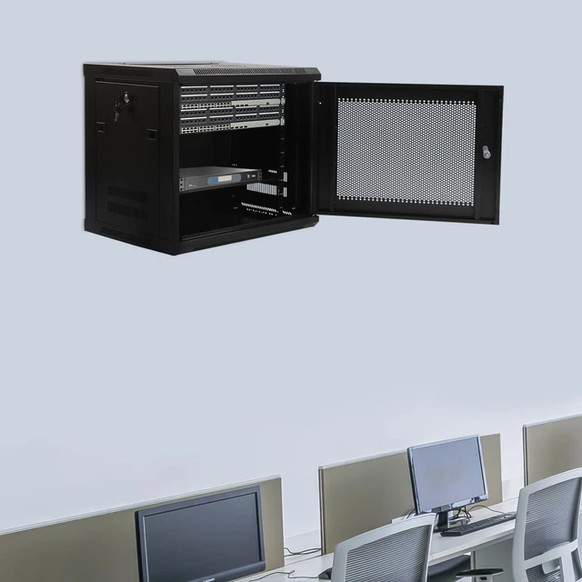 19 INCH 9U Server Network Cabinet Data Enclosure Locking Wall Mount ...