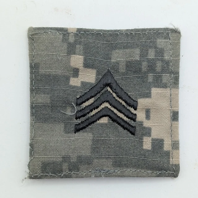 US ARMY SERGEANT SGT E5 Camo Uniform Rank Tab Patch Hook & Loop - 2 ...