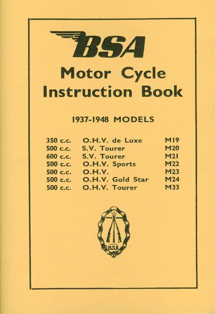 BSA BOOK M20 M21 M22 M23 M24 M33 Gold Star 1937-1948 Reprinted ...