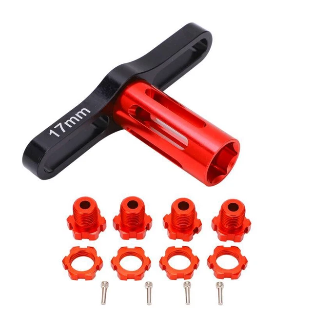 CONFEZIONE DA 4 mozzi ruota spline dadi esazionali 17 mm per auto 1/10 ...