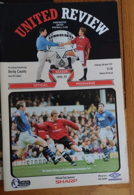 5 MANCHESTER UNITED Home Football Programmes 1996/1997 Utd Man £2.24 ...