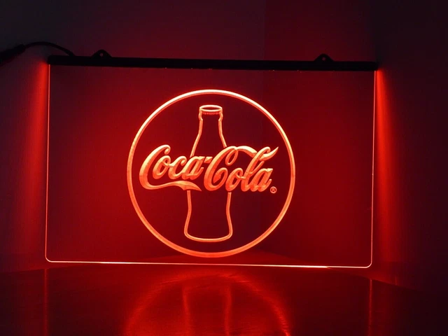 COCA COLA RED 3D Printed Home Bar Mancave Neon Sign LED Light Plaque ...