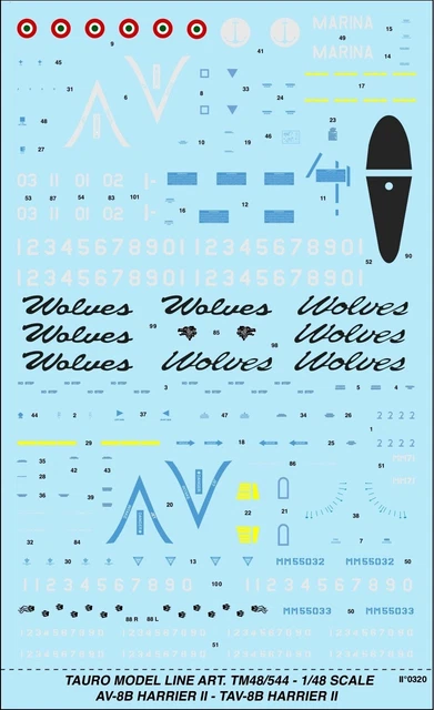 TAURO MODEL TM48/544 Av-8B/Tav-8B Italian Navy, Insignia/Codes 1:48 £12 ...