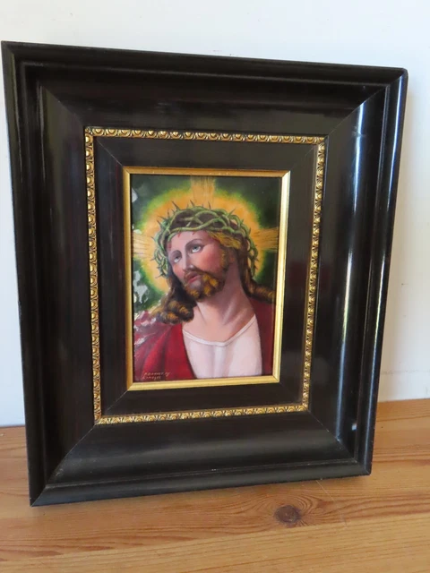 TABLEAU PORTRAIT JÉSUS Christ Email Emaux de Limoges signé P Bonnet EUR ...