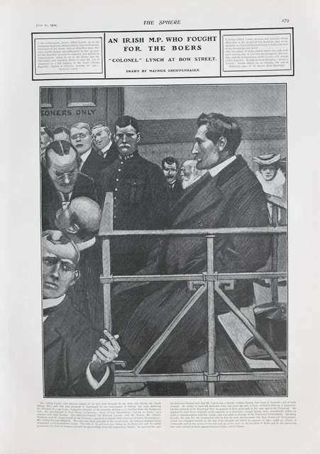 1902 STAMPA IRLANDESE Membro Di Parliament Fought Per Boeri Colonel ...