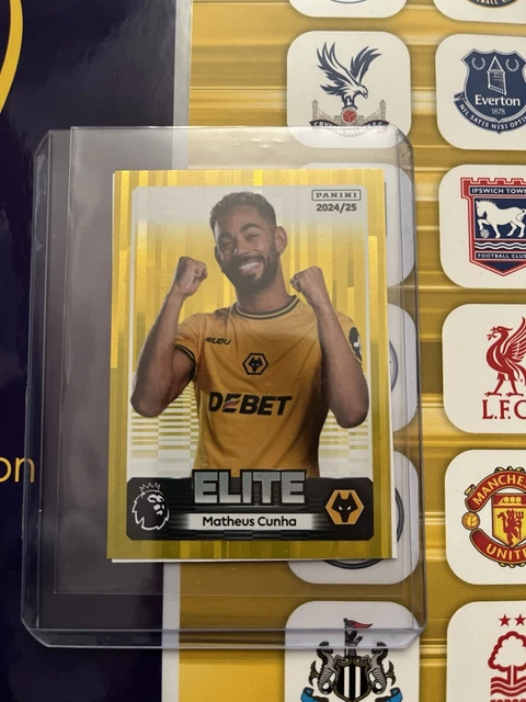 PANINI PREMIER LEAGUE 2025 Parallel Sticker Elite Yellow Matheus Cunha ...