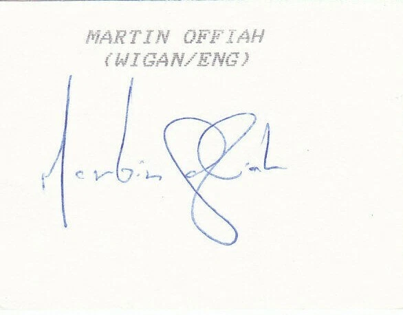 ENGLAND RUGBY LEAGUE Legend MARTIN OFFIAH Signed Index Card (E) £6.00 ...