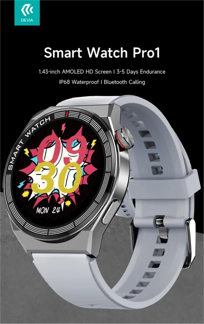 DEVIA SMART WATCH Pro1 EM705 IP68 Display Amoled HD Silver EUR 89,99 ...