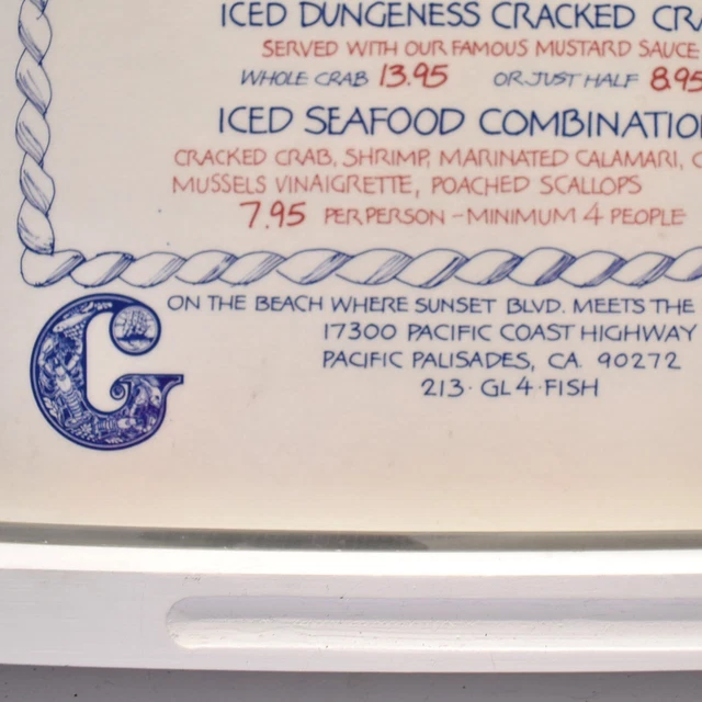1998 GLADSTONE'S RESTAURANT Menu Pacific Coast Highway Palisades ...