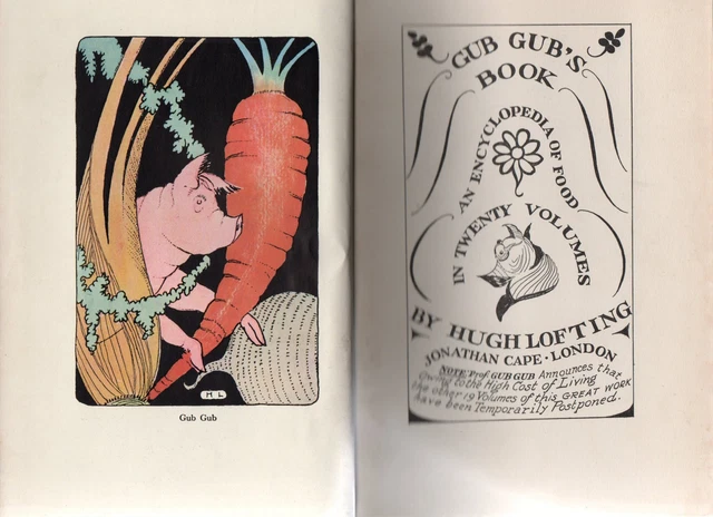 HUGH LOFTING GUB Gub's Book An Encyclopedia of Food Dr. Dolittle FIRST ...