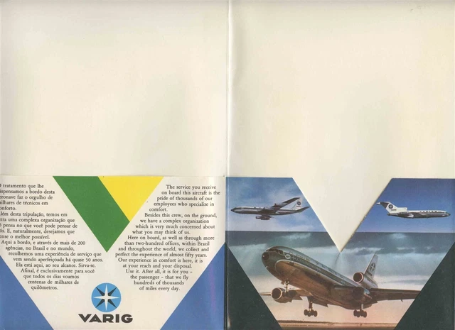 VARIG AIRLINES FLIGHT Information Folder Route Map Passerola Stationary ...