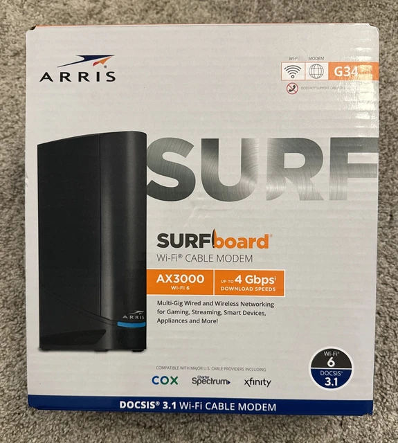 ARRIS SURFBOARD DOCSIS 3.1 Cable Modem & Wi-Fi 6 Router Combo $99.00 ...