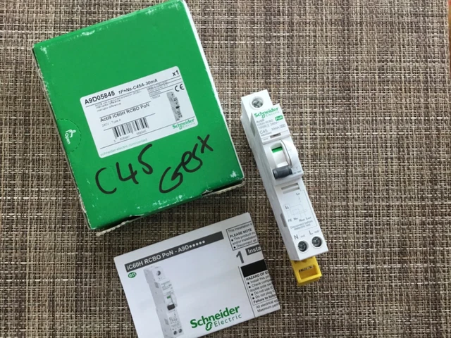 SCHNEIDER RCBO PON 45 Amp 30mA Type C 45A Acti9 iC60H Merlin Gerin A905845 C45 £42.27 - PicClick UK