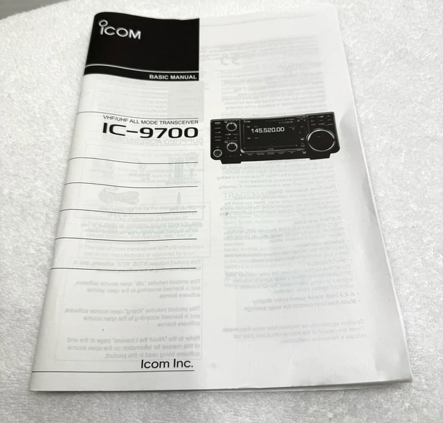 ICOM IC-9700 BASIC Instruction Manual VHF UHF All Mode Transceiver £8.31 - PicClick UK