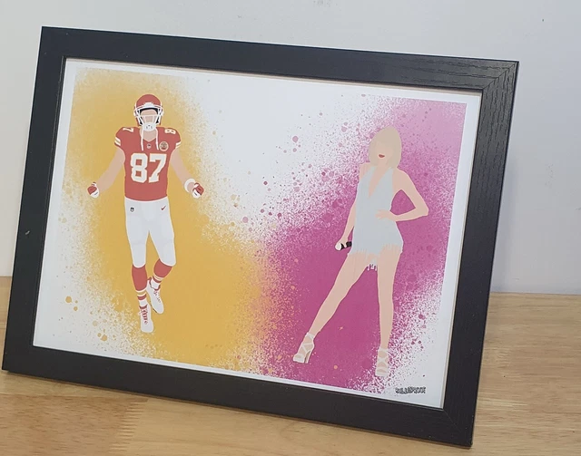 TAYLOR SWIFT TRAVIS Kelce Digital Drawing A4 Card Unframed Faceless ...