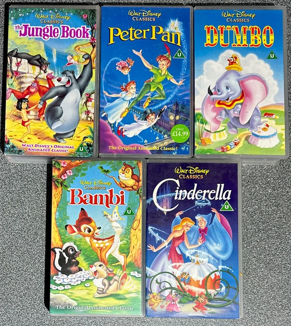 DISNEY VHS VIDEO Bundle - Dumbo, Bambi, Cinderella, Peter Pan, Jungle ...