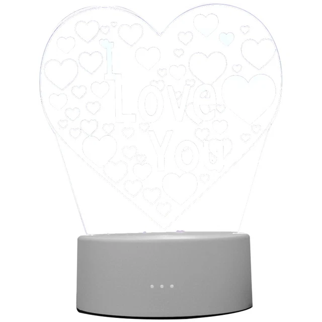 3D HEART SHAPE Lamp Multicolor LED Lights Touch USB Night Light Table ...