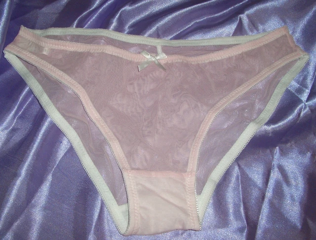 SÜSSES TRANSPARENTES NYLON Höschen Pin Up Slip Panty rosa Gr. L ...