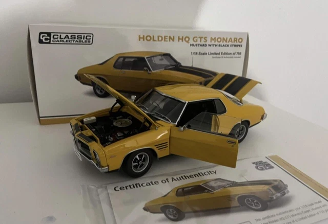 1:18 CLASSIC CARLECTABLES Holden HQ GTS Monaro Coupe Mustard With Black ...