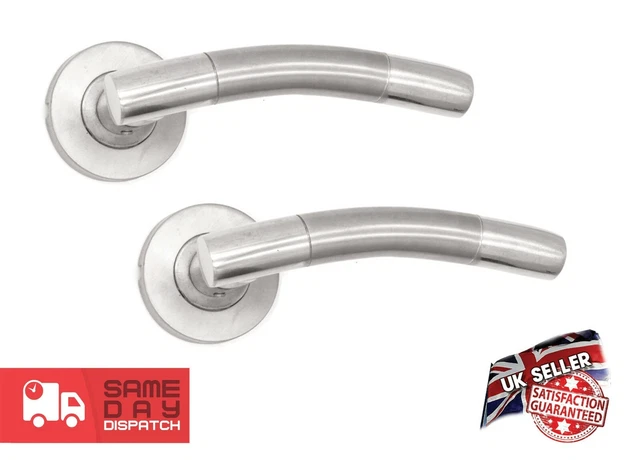 STELLA INTERNAL DOOR Handles Arched Stainless Steel Lever on Rose Set ...
