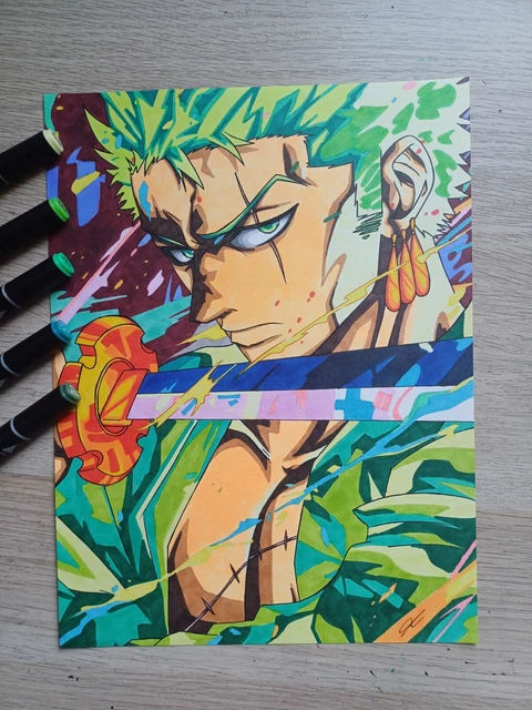 RORONOA ZORO DRAWING Dessin Manga Animé One Piece MangaOnePiece EUR 20 ...