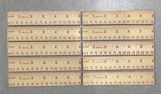 (LOT OF 10) Wooden Ruler 6” Inch Rulers Wood Measuring Ruler Students ...