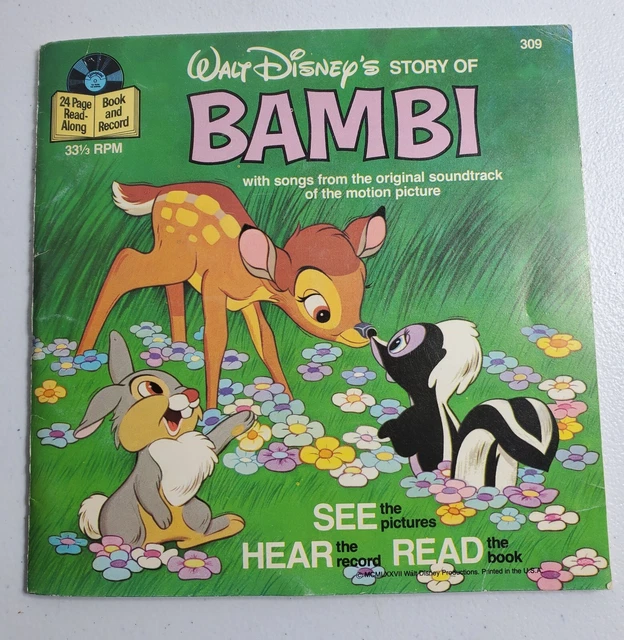 WALT DISNEY'S 1972 Bambi Read Along Book and Record Collectable $19.26 ...