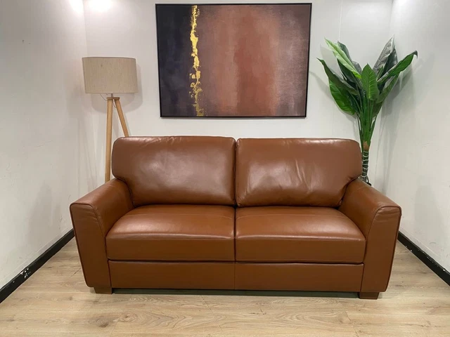 M&s brown leather sofa store