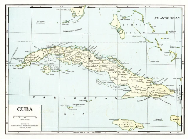 1947 ANTIQUE MAP of Cuba Map of Jamaica and The Bahamas Vintage Cuba ...