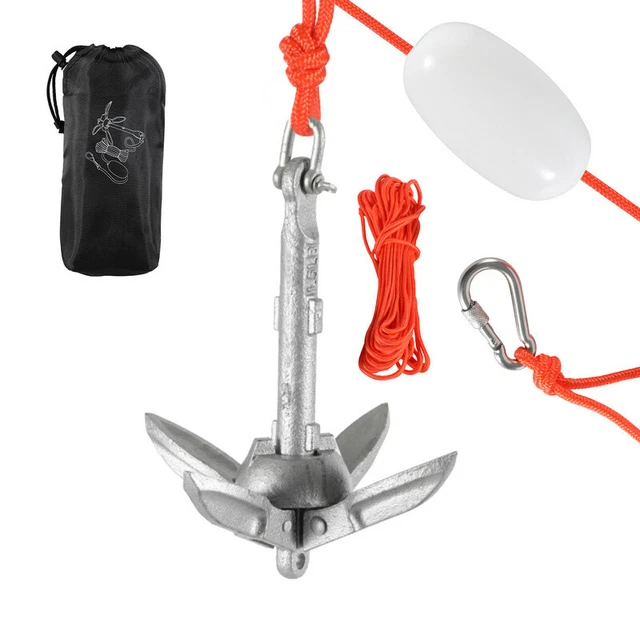 BOOTSANKER ANKER MIT 20m reißfesten Ankerleine Faltanker Klappanker 0 ...