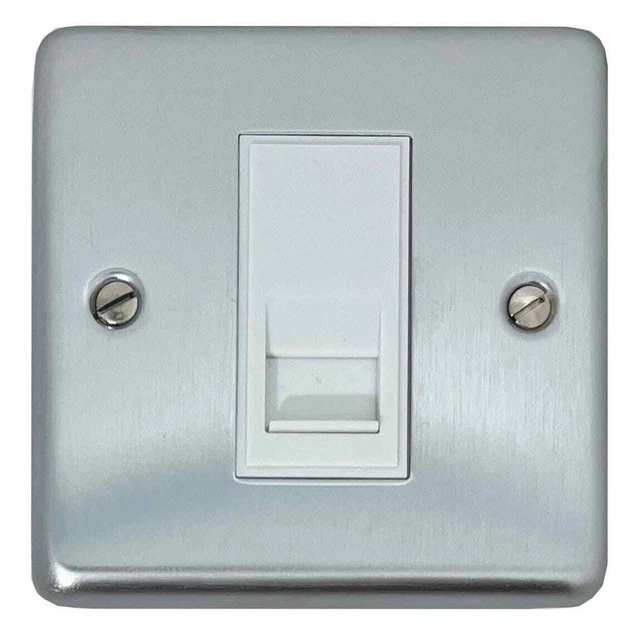 G&H CSC61W STANDARD Plate Satin Chrome 1 Gang RJ45 Cat5e Data Socket £ ...