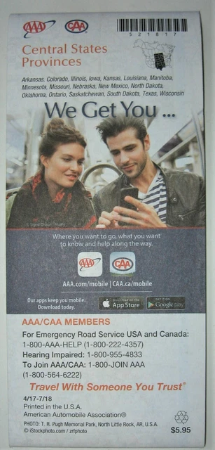 AAA MAP CENTRAL States Provinces Regional Series 2017 £5.34 - PicClick UK