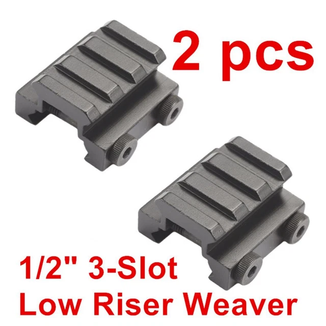 2 BOLT FLAT TOP 1/2 INCH 3-Slot Low Riser Block Scope Mount 20mm ...