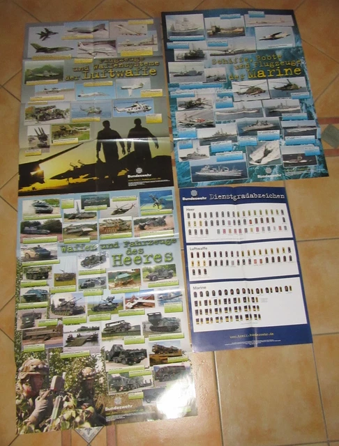 POSTER BUNDESWEHR HEER Waffen Fahrzeuge Flug- Luftwaffe Schiffe Boote ...