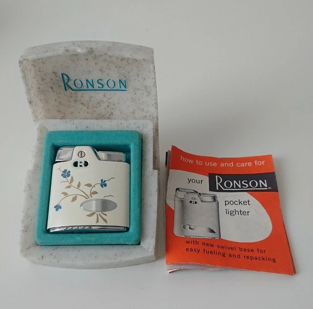BRIQUET ANCIEN RONSON PETITE RARE essence Laque vintage Petrol poket ...