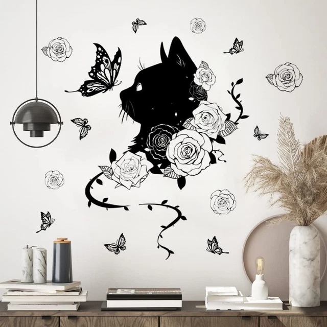 PVC BLACK AND White Wall Decals Removable Peel and Stick Bedroom EUR 7 ...